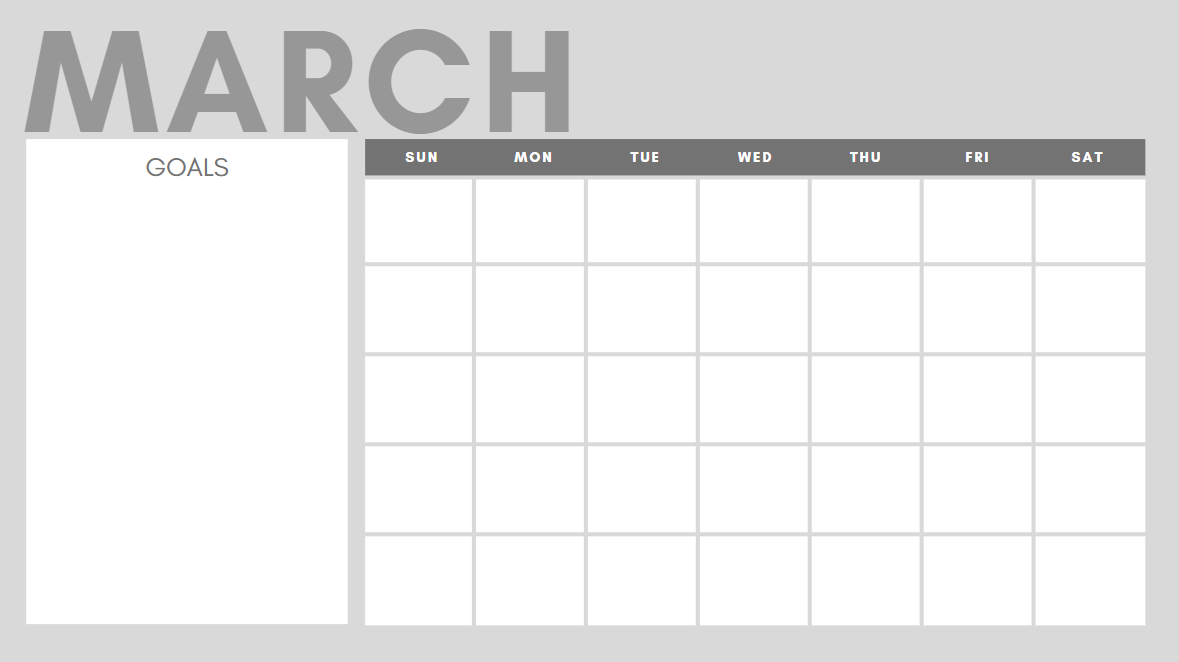 March Gray Calendar | The Dancing Dance Mom