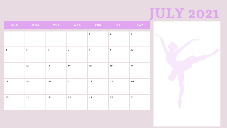 July 2021 Calendars | The Dancing Dance Mom