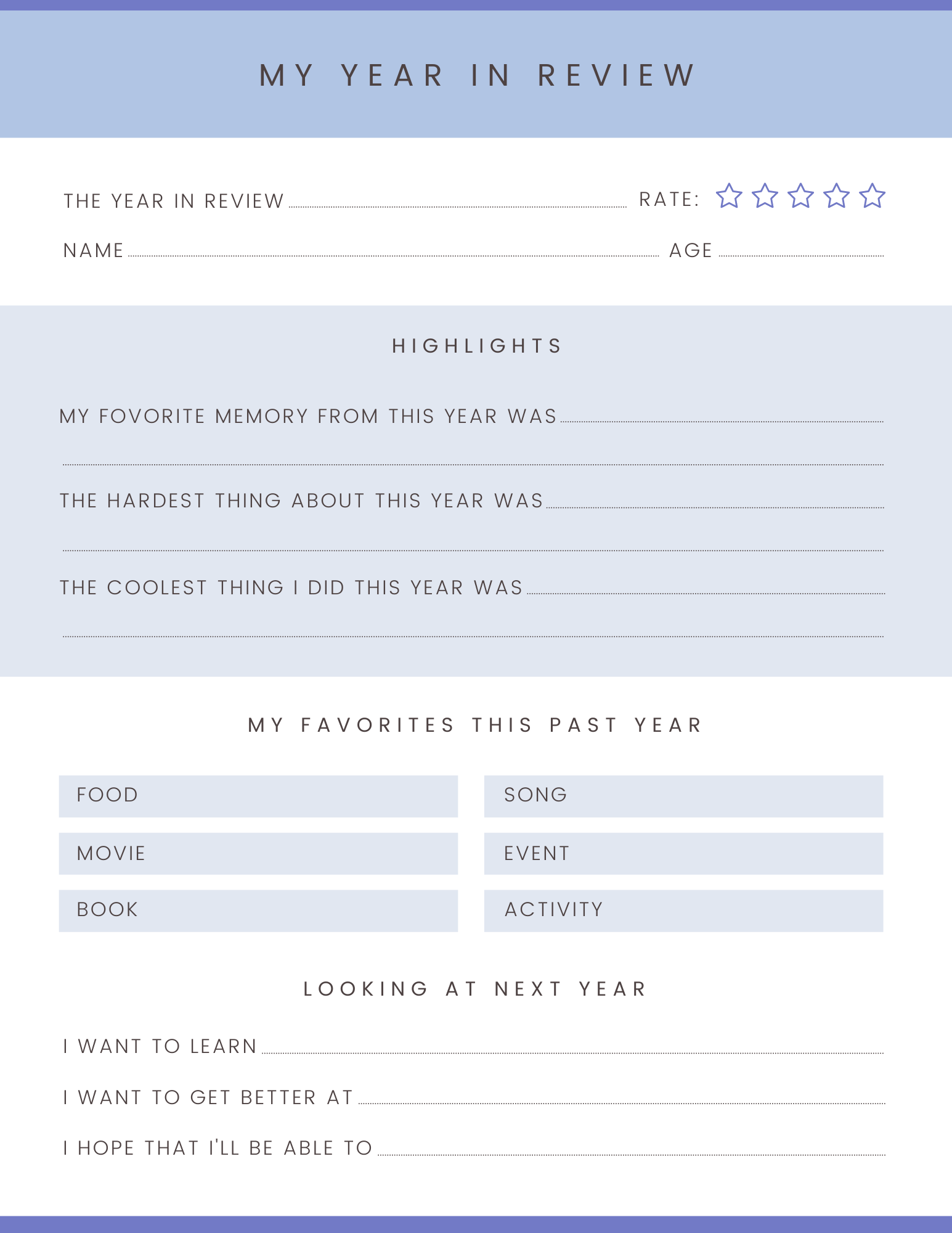 My Year in Review – Notebook Page Printables | The Dancing Dance Mom