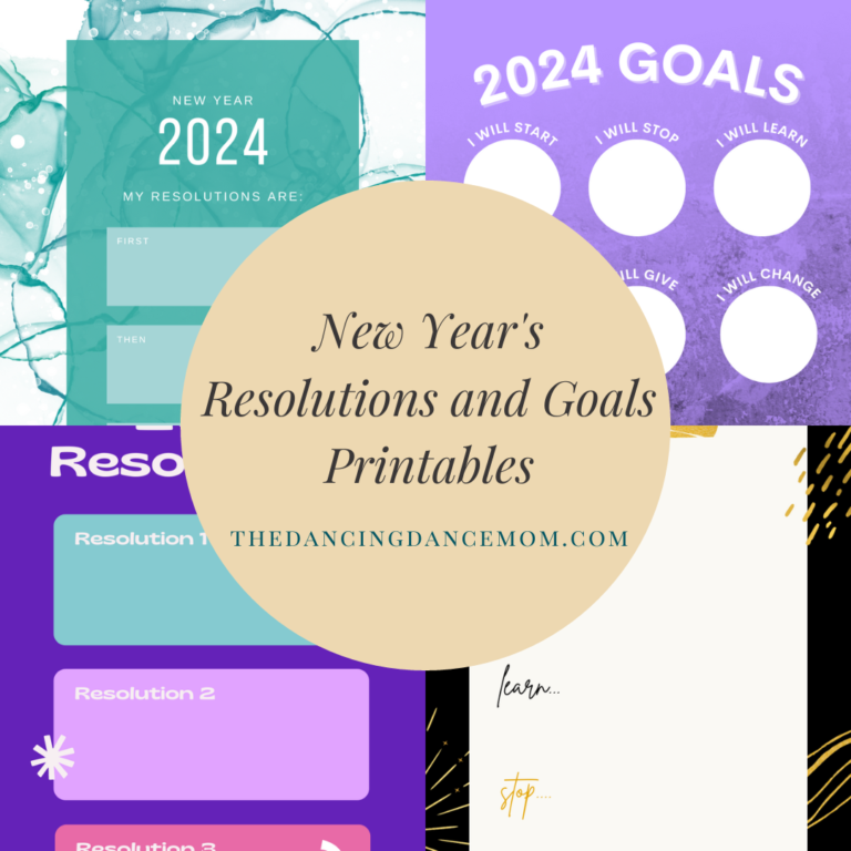 New Year’s Resolutions and Goals – Printables | The Dancing Dance Mom